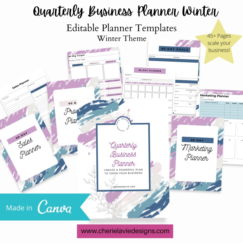 Quarterly Business Planner Winter Theme : Cherie La Vie Designs PLR